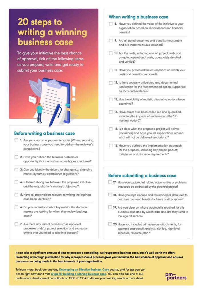 How to write a business case checklist | PM-Partners